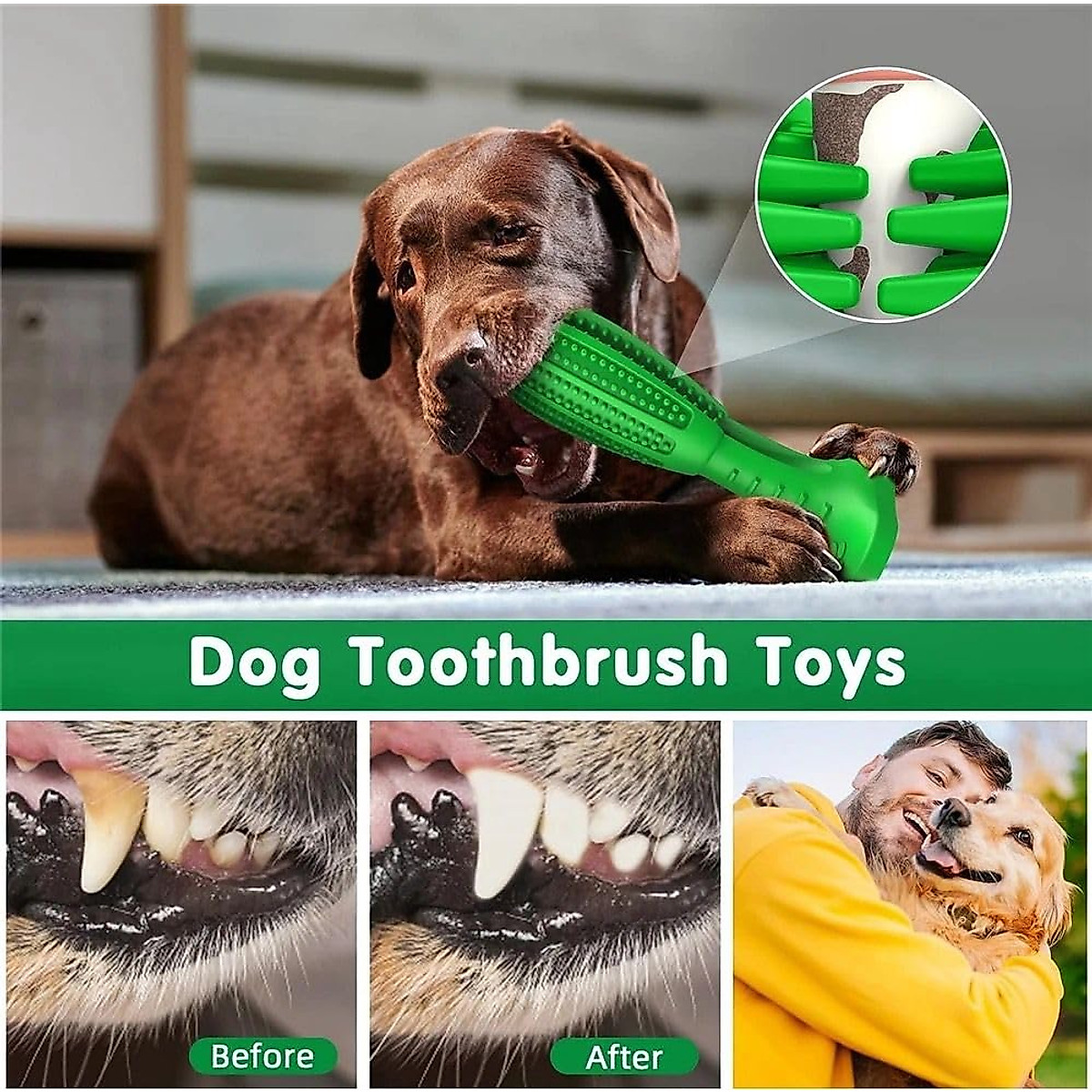 Hygiene Dog Teeth Cleaning Toy, Promote Dental Health, Durable Natural Rubber Chew Toy for Teeth Cleaning, Dog Toys for Chewers (Large)