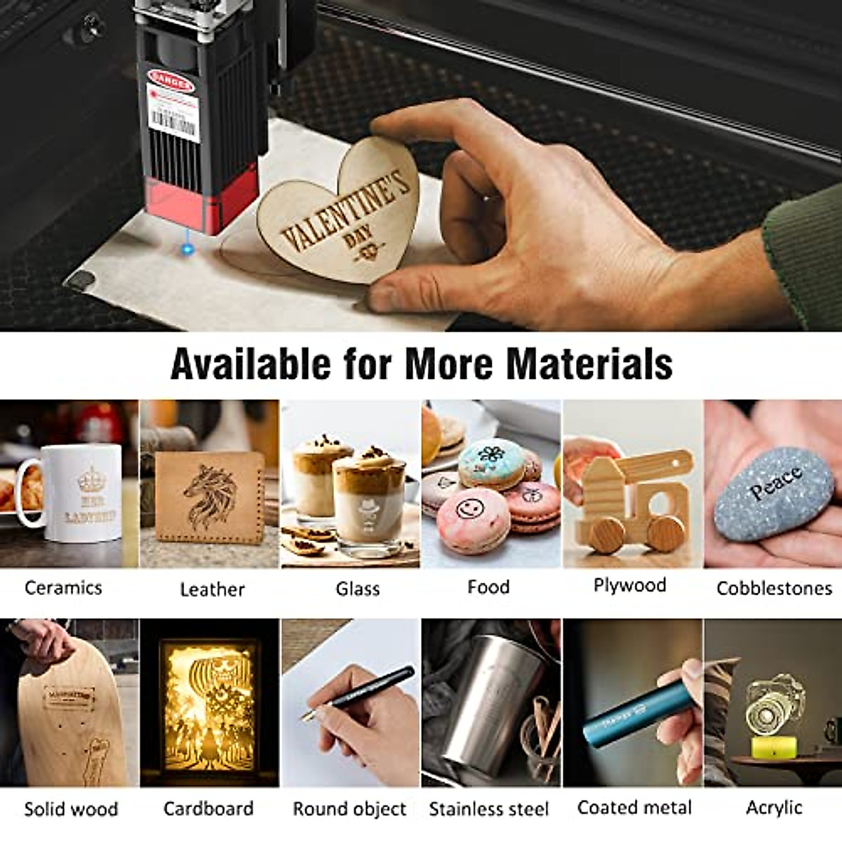 LE400PRO Laser Engraver, 50W High Accuracy Laser Engraving Machine with 400x400mm Large Working Area, 5.5-6W Laser Power Engraver and Cutter for Wood, Metal, Acrylic, Leather