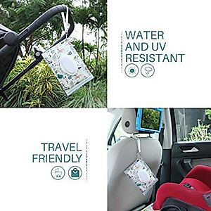 Orchid Hearts Baby Wipes Dispenser - Portable & Refillable Wet Wipe Pouch, Reusable Baby Wipes Holder & Baby Wipe Container, Baby Essential, Makeup Wipe Travel Case - Rain Forest, 2pcs