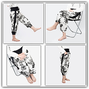 Kurop Saruel Pants Carp Pattern Japanese Pattern Wide Pants Thai Pants Aladdin Pants Dancewear Yoga Gaucho Men's Women's (Carp D)