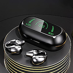 Digital Display Clip-on Headset, Wireless Bluetooth 5.2 Headphones, IPX4 Waterproof HiFi Sound with Built-in Mic, Noise Suppression Long Endurance,Portable Earbuds for Sports/Work