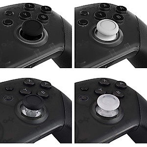 eXtremeRate Replacement 3D Joystick Thumbsticks, Analog Thumb Sticks with Cross Screwdriver for Nintendo Switch Pro Controller - Black & White & Transparent & Transparent Black