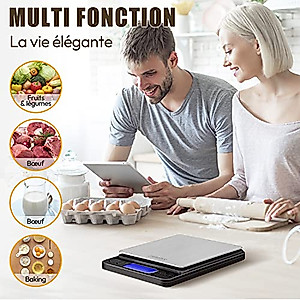 Food Scale, CHWARES Rechargeable Kitchen Scale with Trays 3000g/0.1g, Small Scale with Tare Function Digital Scale Grams and Ounces for Weight Loss, Dieting, Cooking, Meal Prep, Coffee, Jewelry