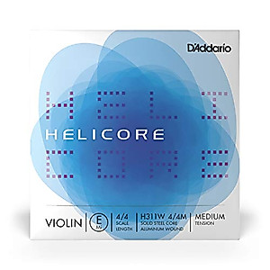 D'Addario Orchestral - Helicore 4/4 Size Violin String - Aluminum Wound E String - H311W 4/4M - E String Only - Medium Tension