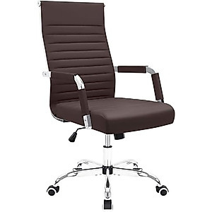 Office Chair,Ergonomic Office Chair Ribbed Office Desk Chair Mid-Back PU Leather Executive Conference Task Chair Adjustable Swivel Chair with Arms Home Office Desk Chair,