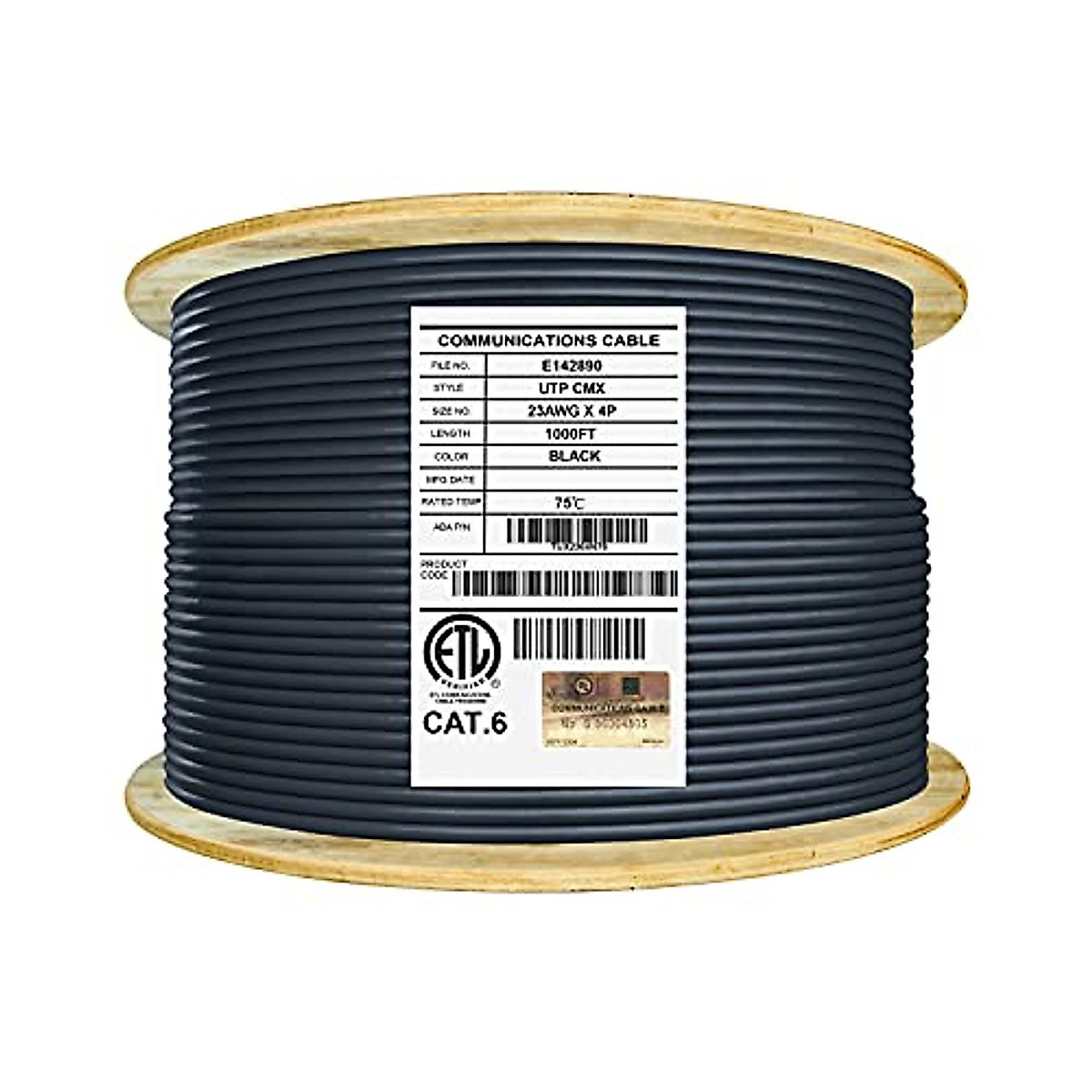 Elite Cat6 Outdoor Cable - UV Resistant, CMX, 600MHz, 23AWG, Unshielded UTP, Solid, Pure Copper, UL Listed (1000ft.)