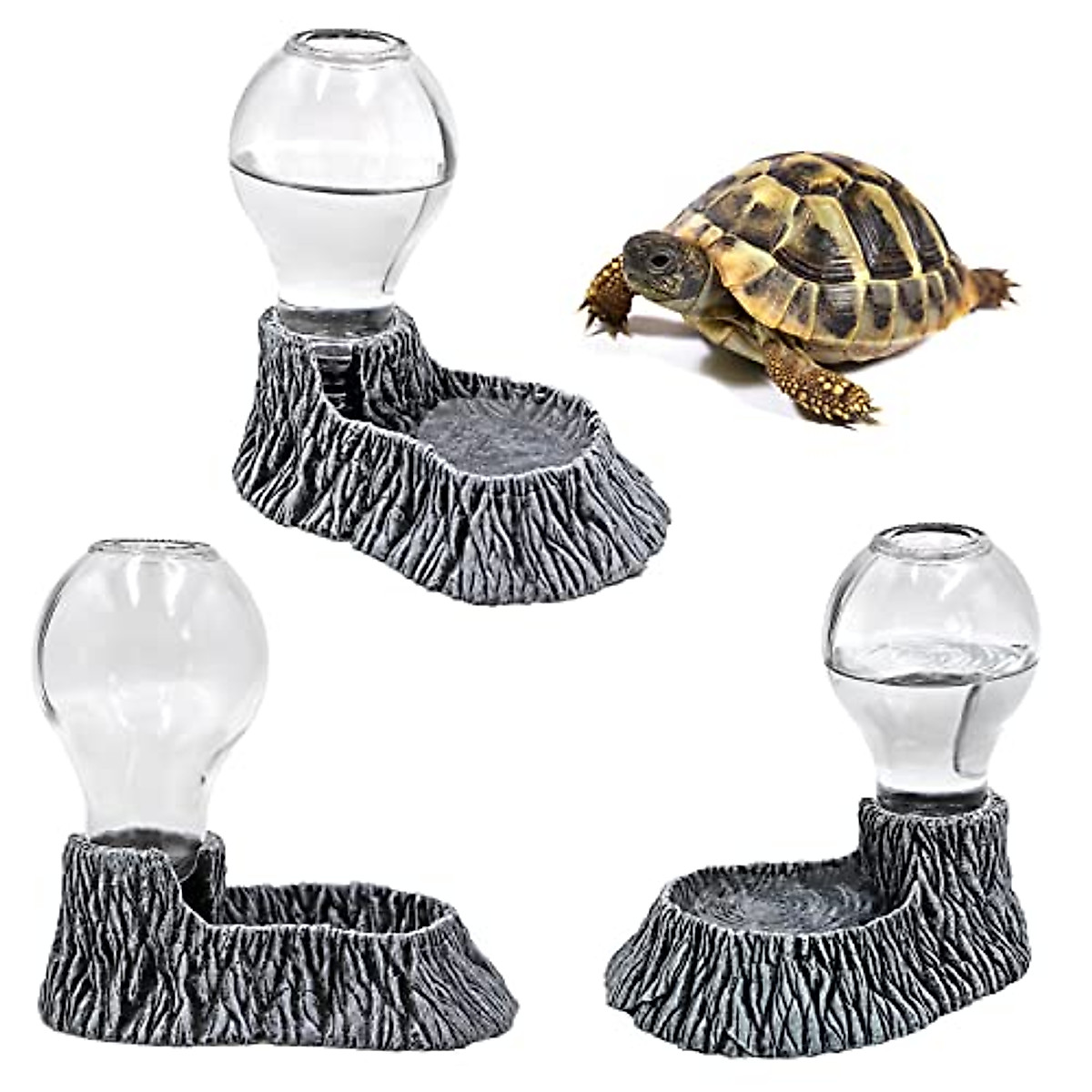 MINYULUA Reptile Automatic Water Dispenser Amphibians Water Bowl Terrarium Waterfall for Tortoise Lizard Chameleon Turtle Frog Spider Gecko Pet Supplies
