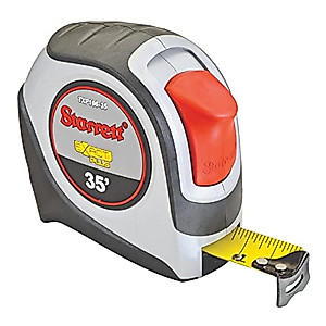 Starrett Exact Plus Retractable Imperial Pocket Tape Measure with Nylon Coating, Self Adjusting End Hook, and Black Anodized Steel Belt Clip - 1.06" Width x 35' Length - KTXP106-35-N