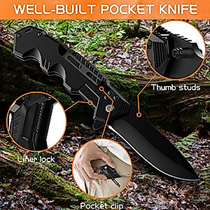 Gifts for Fathers Day Dad Men Him Grandpa from Daughter and Son - Birthday Gifts for Husband Boyfriend, Personalized Pocket Folding Knife with clip for EDC Outdoor Camping Hunting, Tactical, Survival
