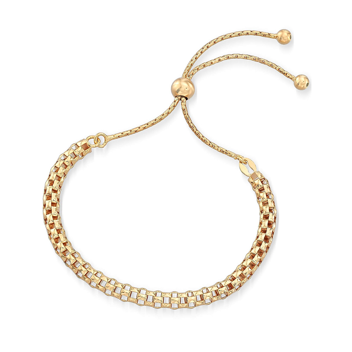 Ross-Simons Italian 18kt Gold Over Sterling Mesh Bolo Bracelet