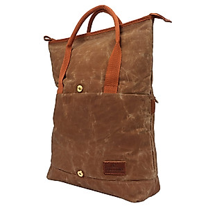 TOURBON Canvas and Leather Roll-top Clip-On Bicycle Panniers Women's Shoulder Tote Bag (Brown)