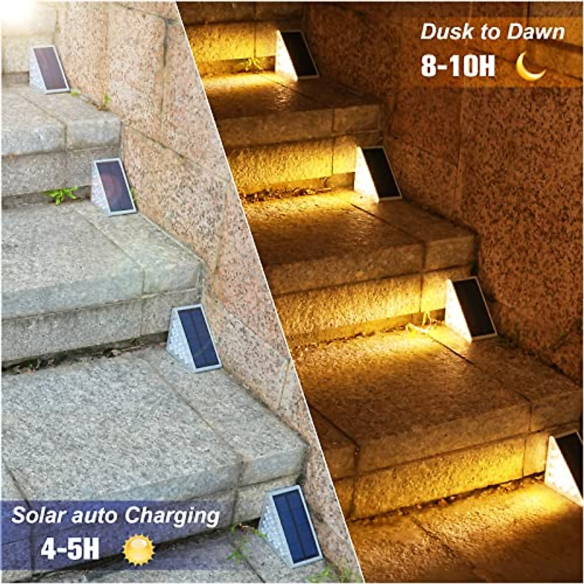 VOLISUN Outdoor Stair Lights 12 Pack, Solar Step Lights Waterproof IP67,80 Lumen, Led Step Lights Outdoor for Garden Backyard Stair, Staircase, Front Step, Front Porch and Deck(Warm White)