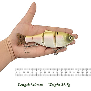 ODS Shad Swimbait Sinking Hard Fishing Lure with Soft Tail for Freshwater Saltwater (Color 1)