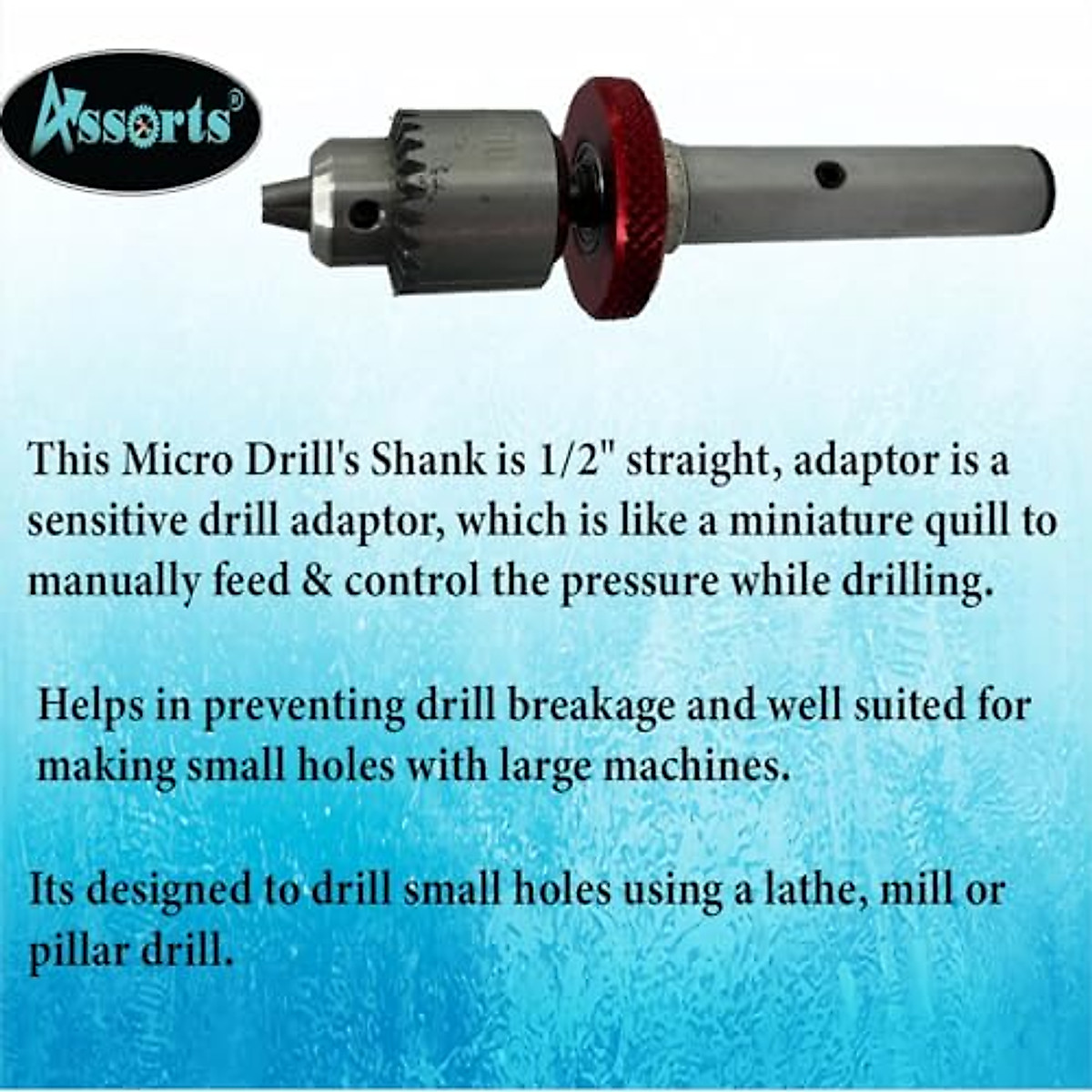 Micro Fine Drill Mill Adaptor Miniature Quill 1/2" Shank- WITH JT0 Taper to Mount Drill Chuck-Manual Feed Control-Avoids Drill Breakag