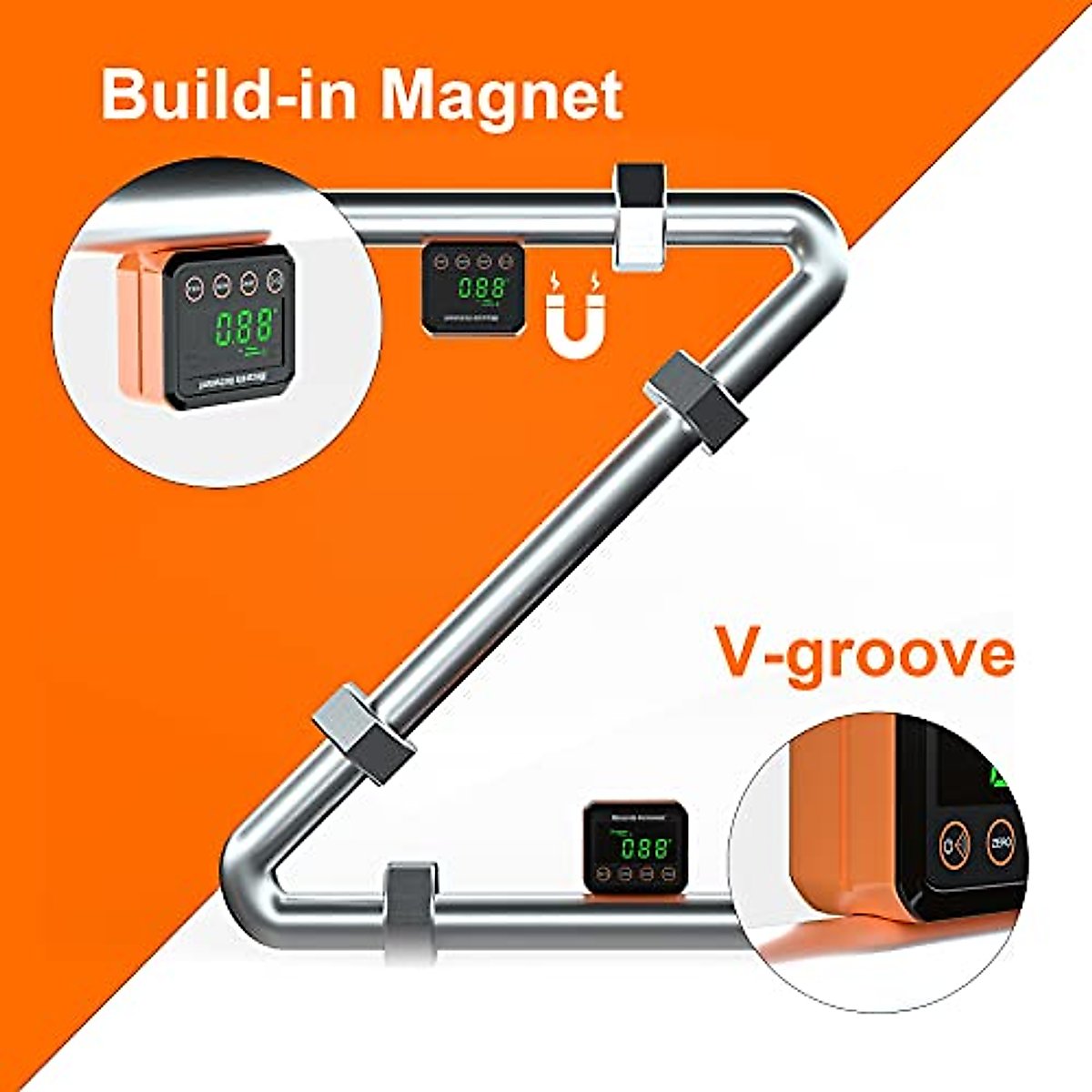 Mecurate Digital Angle Gauge and Protractor, Precise Measurement Digital Angle Finder tool with LCD and Backlight for Woodworking and Building
