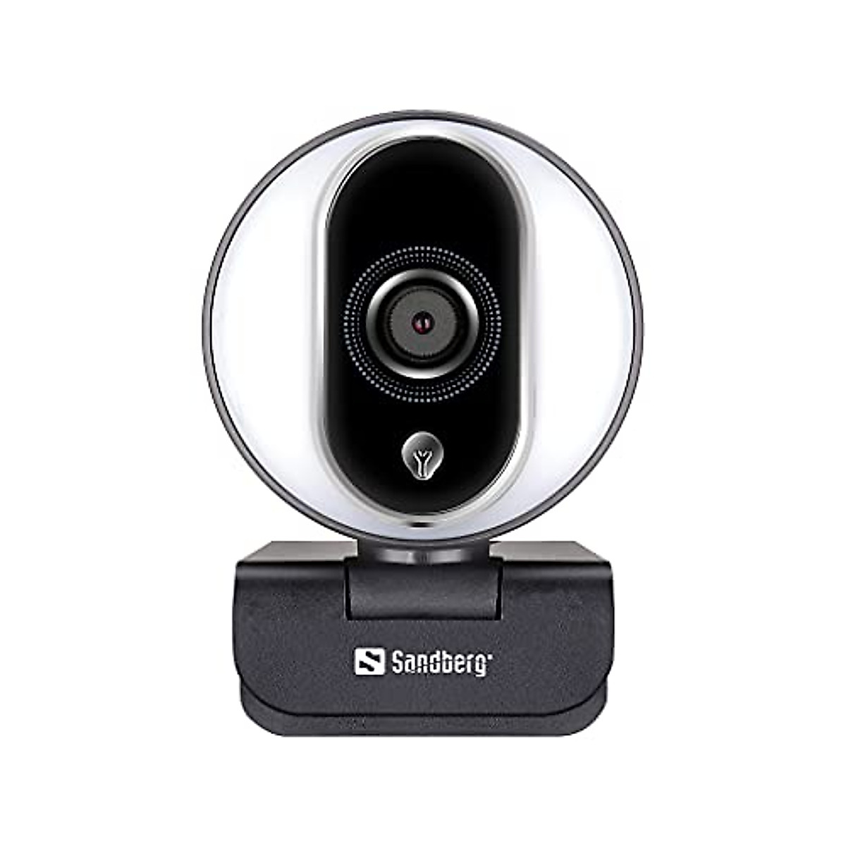 Sandberg USB Streamer Webcam Pro | Streaming Camera for Gaming Video Calls | 1080P Webcam with Microphone for PC MacBook | Ring Light | Plug & Play | Clip-on and Tripod Ready