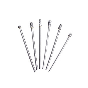 findmall 6Pcs Carbide Alloy Rotary Burr Set 6mm(1/4") Shank 10mm Head 150mm Length for DIY Woodworking Metal Carving Polishing Engraving Drilling