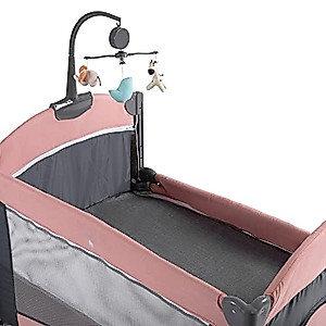5 in 1 Baby Crib,Bedside Sleeper, Baby Bassinet, Bedside Cribs with Mattress, Foldable Baby Playard, Portable Travel Crib for Girl Boy Infant Newborn (Pink)