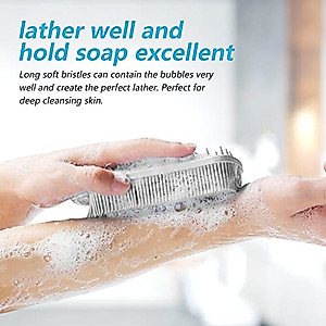 Exfoliating Silicone Body Scrubber, Hair Scalp Massager, 2 in 1 Bath and Shampoo Brush for Men, Women,Baby Sensitive Skin Care, Easy to Clean, Lather Nicely, More Hygienic 1 Pack (Gray)