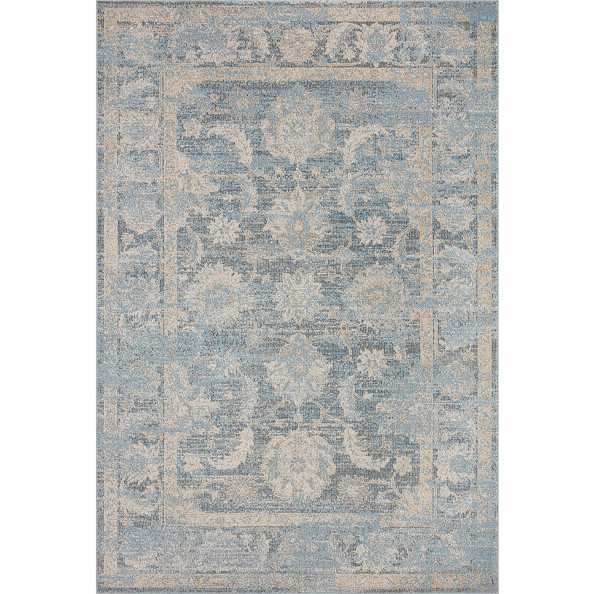 Loloi Odette Collection 5'-3" x 7'-9" Area Rug in Sky/Beige - Designer Long Runner Rug, Neutral Runner Rug for Hallways & Entryways, High-Traffic Area Rug