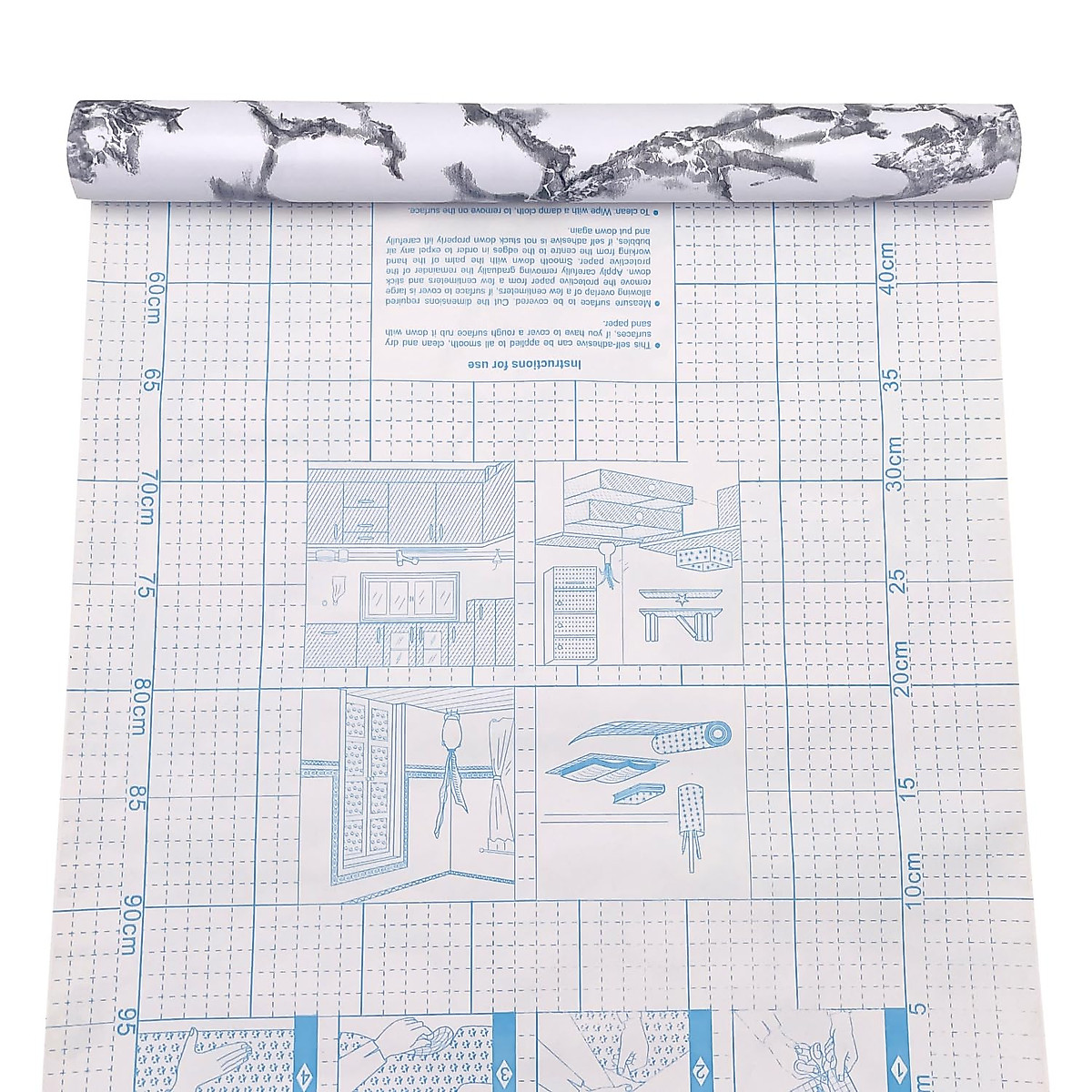 Yifely Granite Marble Effect Furniture Paper Self-Adheisve Shelf Liner Countertop Sticker 17.7 Inches by 9.8 Feet