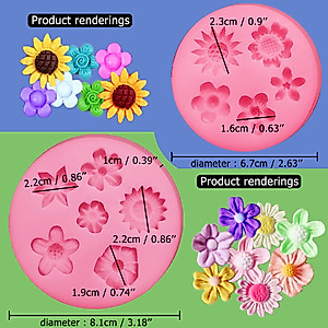 5 Pcs Bumble Bee and Flower Fondant Molds, CNYMANY Handmade Silicone Honeycomb Baking Chocolate Molds for Birthday Party Decoration DIY Cake Topper Candy Cookies Polymer Clay Crafting Project