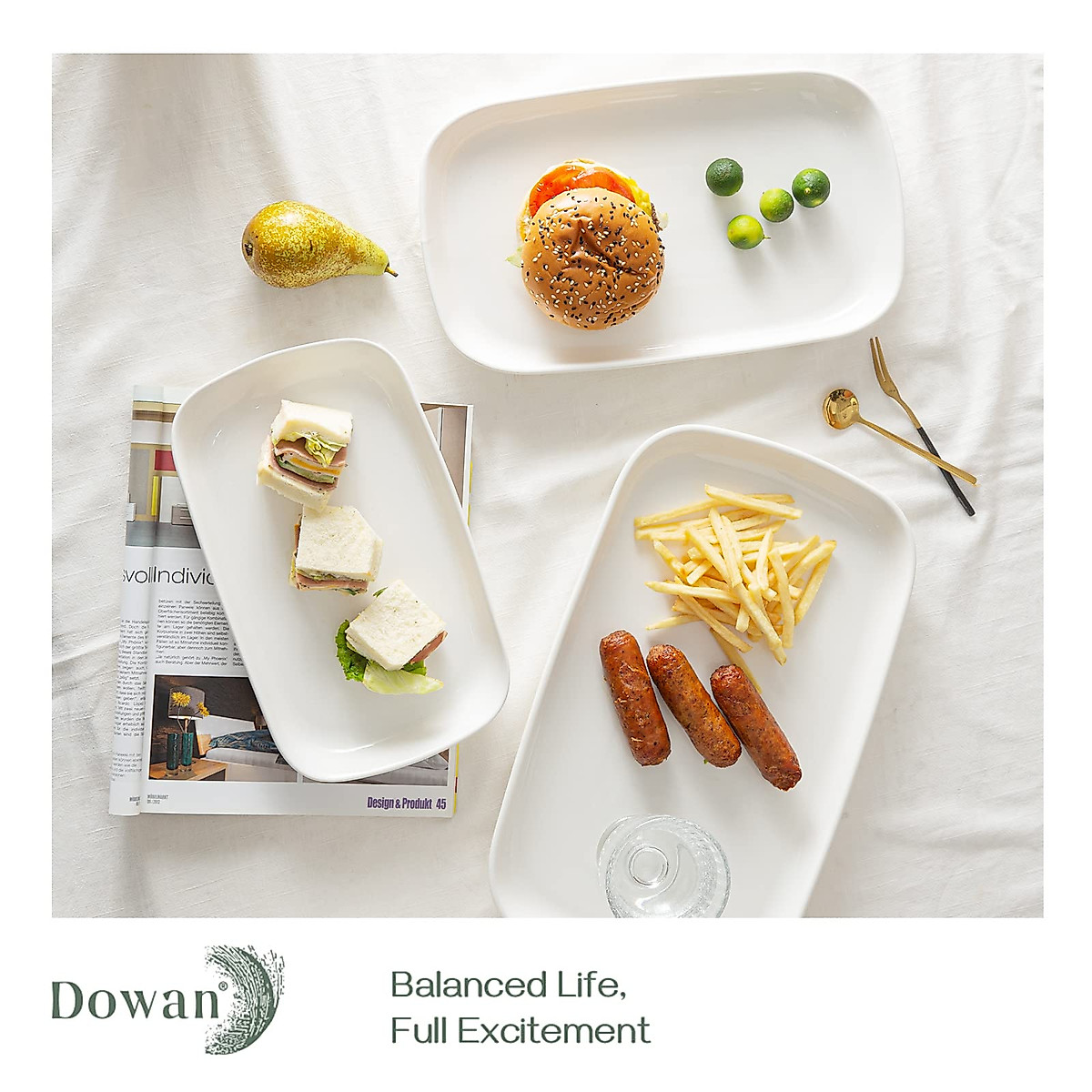 DOWAN 16"/14"/12" Rectangle Serving Plates & Oval Serving Plates