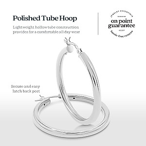 Sterling Silver Hoop Earrings - 3mm x 35mm Click-Top Tube Hoop