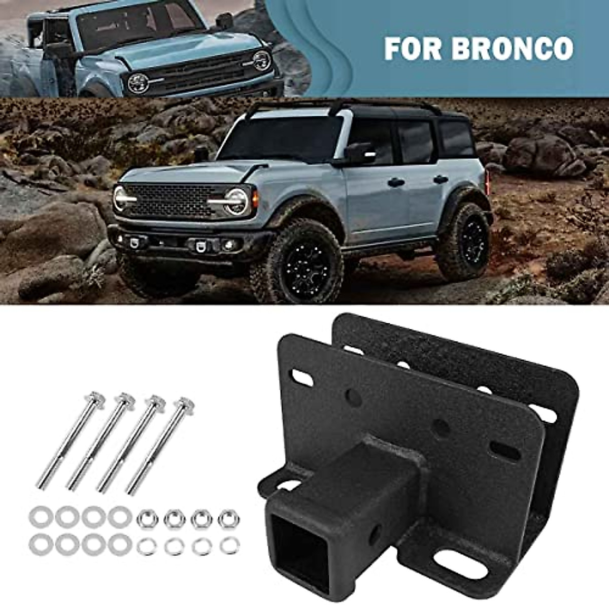 Xomzema 2" Trailer Hitch Receiver Trailer Assembly Heavy Duty Class 3 Trailer Hitch Tow Hook Rear Bumper Towing Cargo Carrier Racks for Ford Bronco Offroad 2/4-Door 2021-2022
