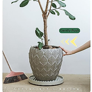 Rowcay Plant Caddy with Hidden Wheels, 12.2-Inch Base, 360°Rotating Plant Stand, 165 LBS Heavy Duty Load Capacity, 4 Invisible Casters, Beige,1 Pack