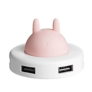 Lysee Plug & Connectors - Cute Animal Shape USB Hub Splitter Multi-Functional 4 Ports Computer Notebook USB Data Cable Extender Splitter with Night Light - (Color: Blue)