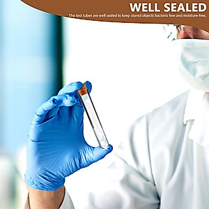 Baluue 100pcs Glass Test Tubes with Cork Stoppers, Clear Hard Test Tubes Scientific Experiments, 12 x 75mm Plastic Lab Tubes for Scientific Experiments with Brushes