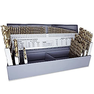 JEFE HEX 115 PCS HSS Cobalt Drill Bit Set, Twist Jobber Drill Bits Set, 135-Degree Split Point, Fractional 1/16"-1/2", Letter A - Z, Wire #1 - #60 with Metal Indexed Storage Case