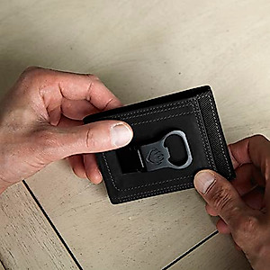 WOLVERINE Men's RFID Blocking Rugged Front Pocket Wallet (Avail in Cotton, Canvas/Leather-Black/Grey, One Size