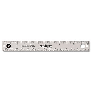Westcott Stainless Steel Office Ruler with Non Slip Cork Base, 6-Inch (10414)
