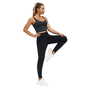 THE GYM PEOPLE Womens Joggers Pants with Pockets Athletic Leggings Tapered Lounge Pants for Workout, Yoga, Running, Training (Large, Black)