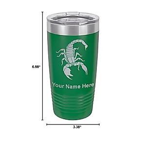 LaserGram 20oz Vacuum Insulated Tumbler Mug, Scorpion, Personalized Engraving Included (Green)