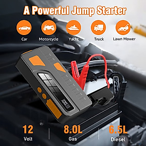 BooKoo Portable Charger Power Bank 66000mWh with Car Jump Starter and 110V AC Outlet, Phone Battery Power Bank with LED Light for 12V Car (8L Gas or 6.5L Diesel) Home Outdoor and Camping