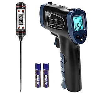 ERICKHILL Infrared Thermometer, Heat Temperature Temp Gun for Cooking, Adjustable Emissivity - for Cooking, Pizza Oven, Meat, Griddle, Grill, HVAC, Engine, -58°F~752°F, Meat Thermometer Included