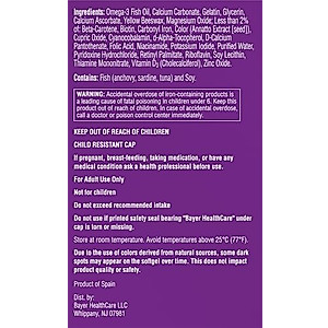 One A Day Women's Prenatal 1 Multivitamin Including Vitamin A, Vitamin C, Vitamin D, B6, B12, Iron, Omega-3 DHA & more, Tablet,Softgels, 60 Count - Supplement for Before, During, & Post Pregnancy