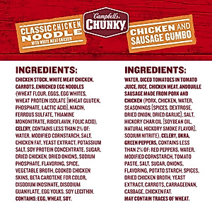Campbell's Chunky Soup, Classic Chicken Noodle Soup and Chicken and Sausage Gumbo Variety, 18.8 and 18.6 Oz Cans (Case of 6)