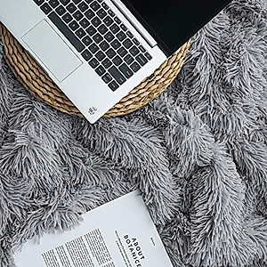 Maxsoft Fluffy Sherpa Blanket for Girls/Boys, 50"x60", Luxury Fuzzy Throw for Sofa, Couch, Bed, Decorative Shag Faux Fur Fleece Blanket for Bedroom(Grey)