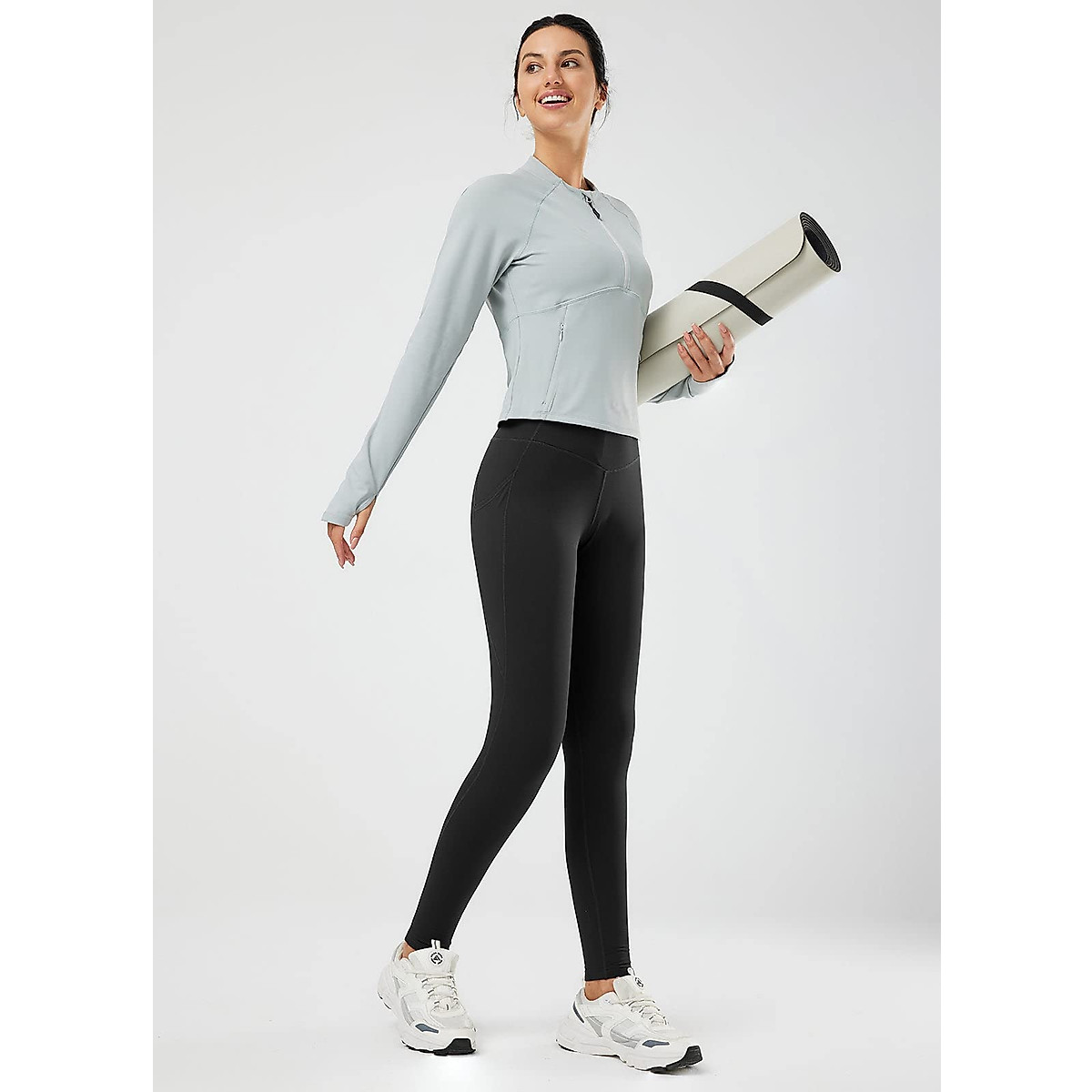 BALEAF Women's Fleece Lined Leggings Thermal Warm Winter Tights High Waisted Thick Yoga Pants Cold Weather with Pockets Black XL