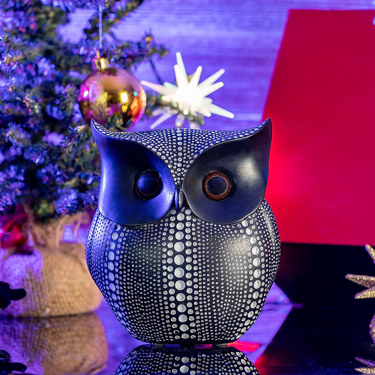 Ornativity Black Owl Statue Figurine - Animal Sculpture Home Decoration for Bedroom Living Room Kitchen Office Bathroom House Decor Figurines 6"