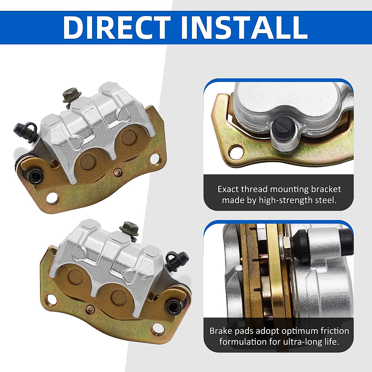 M MATI Front Left Right Brake Calipers & Pads for Yamaha Rhino 450 660 700 YXR450 YXR660 YXR700 5B4-2580T-01-00 5B4-2580U-01-00