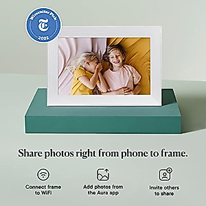 Aura Carver HD Smart Digital Picture Frame 10.1 Inch WiFi Cloud Digital Photo Frame, Free Unlimited Storage, Send Photos from Anywhere – Sea Salt