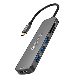 KEYMOX USB C Hub HDMI, MacBook Pro Multiport Adapter USB C Dongle, 4K USB-C to HDMI, 3 USB 3.0 Ports and SD/TF Cards Reader for MacBook Air Pro ChromeBook Pixel Matebook XPS (AZDS283)