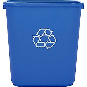 Global Industrial Plastic Recycling Wastebasket, 28-1/8 Qt., Blue