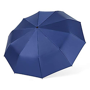 JOURNOW Windproof Travel 10 Ribs Umbrella with 210T Heavy Coating (Navy Blue)
