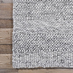 Catia Curated Home Interiors - Clara Collection - Handwoven Wool Area Rug Soft, Living Room, Bedroom. Non Slip. Modern Textured Neutral Farmhouse Contemporary Carpet. 6 x 9 Grey. Home Decor Aesthetic